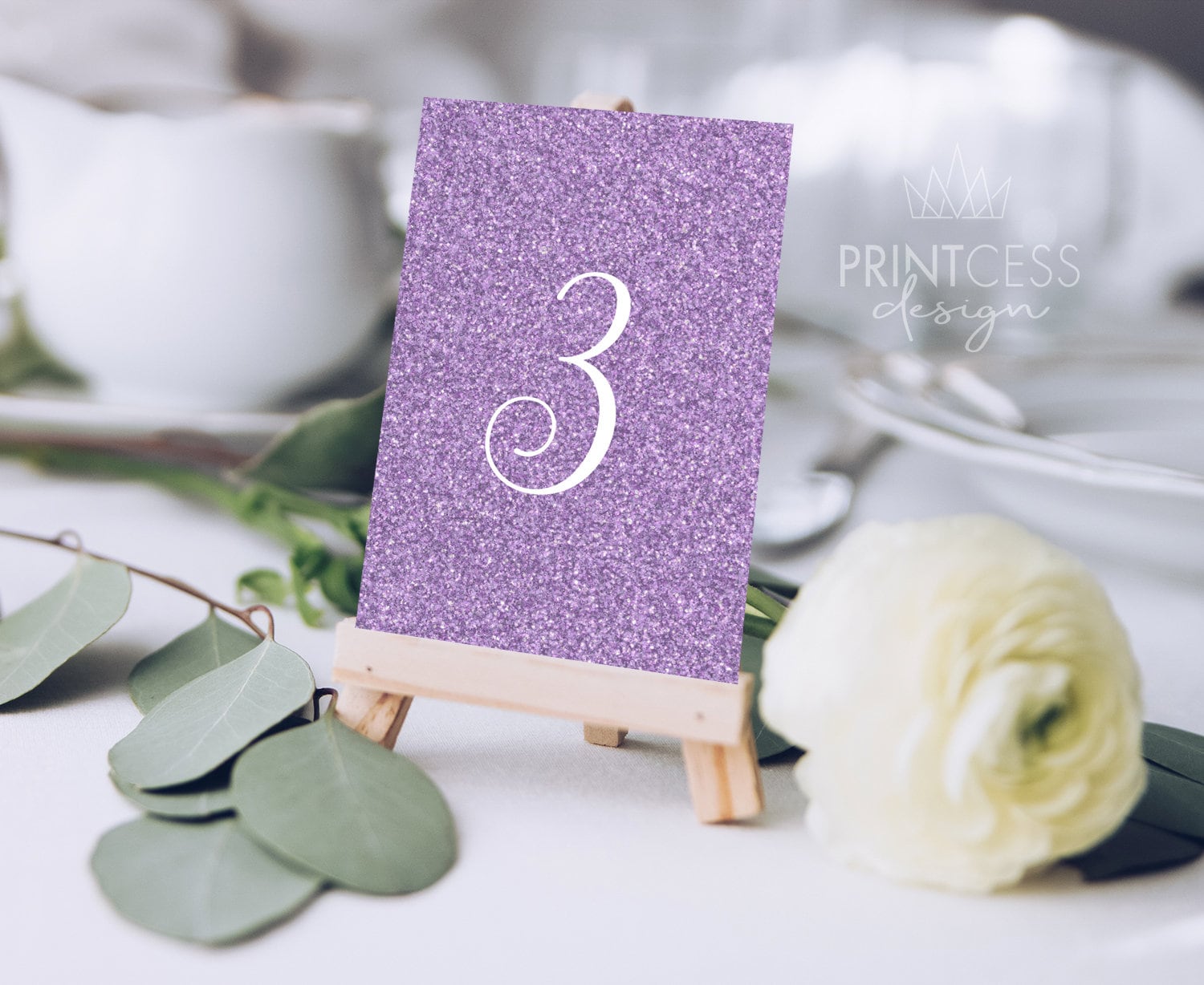 5x7 Size Lavender Purple Glitter Wedding Table Numbers | Etsy
