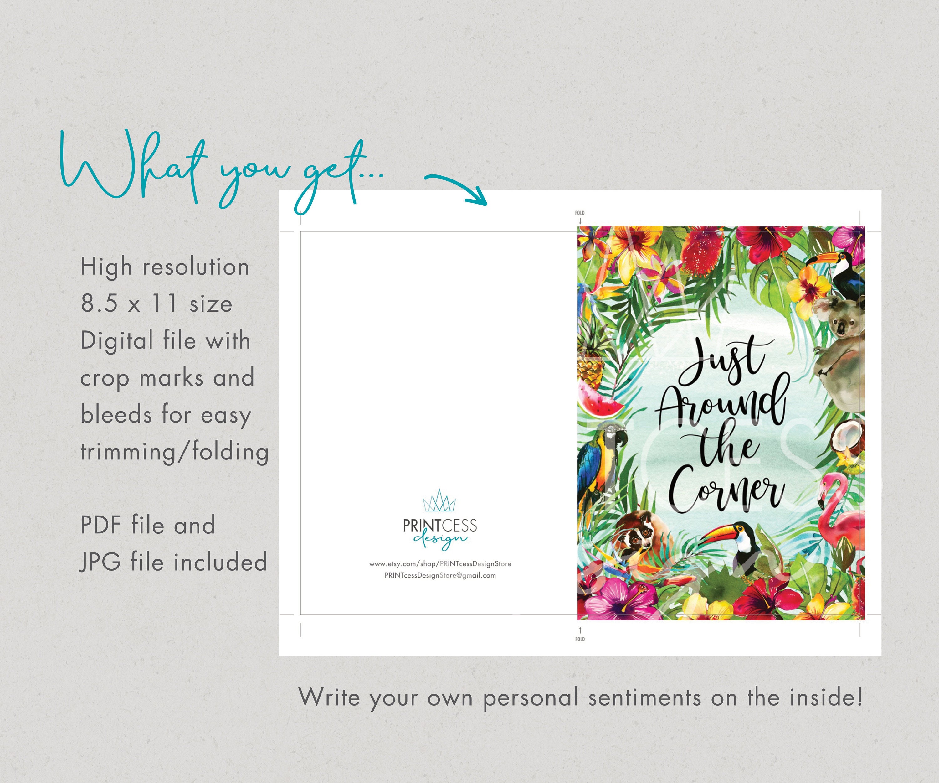 Printable Greeting Card 5x7 Folded Size - Etsy