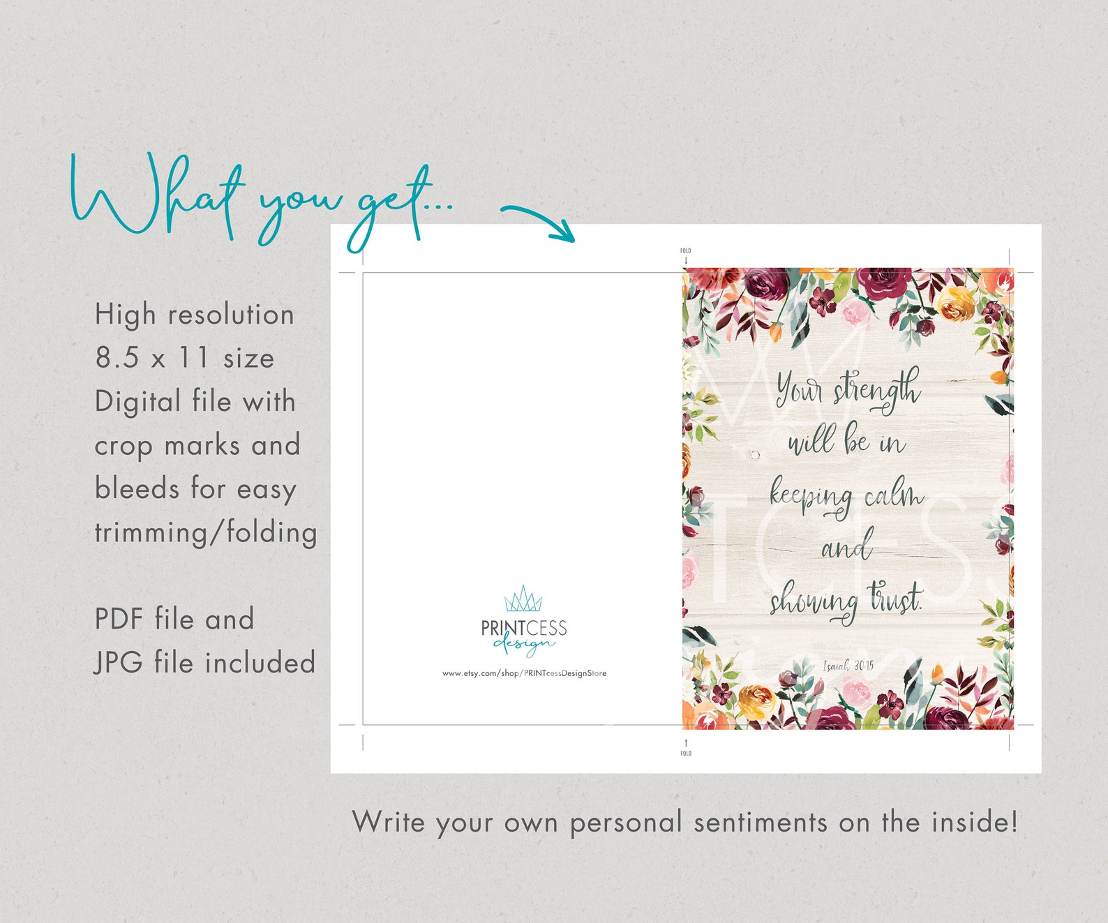 Printable Greeting Card 5x7 Folded Size - Etsy