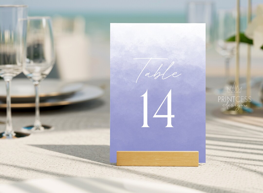 5x7 Size Ombre Lavender Purple Wedding Party Table Numbers Printable 1 ...