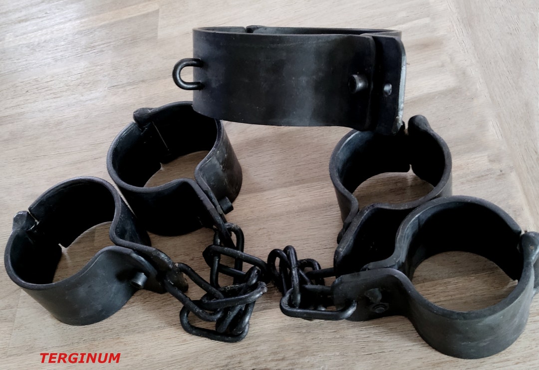 Terginum BDSM Dungeon Restraint Set Bondage Set Steel Restraints Neck ...