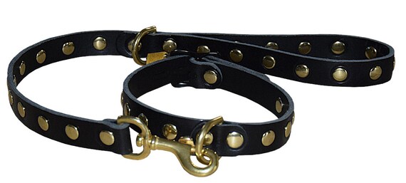 Lockable Collar Rivet Collar With D-ring and Leash Made of | Etsy