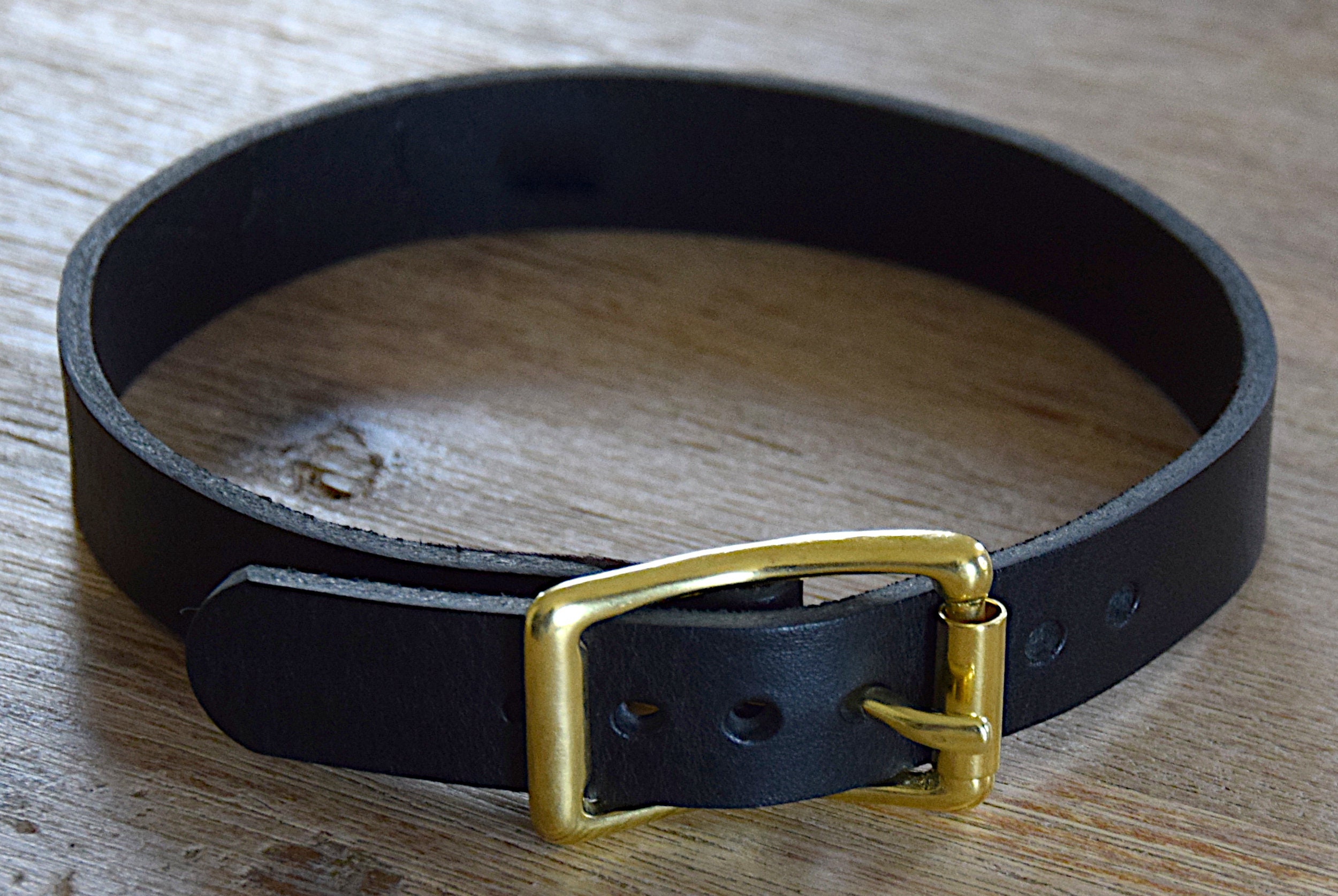 Collar collar collar leather collar with golden O-ring / | Etsy