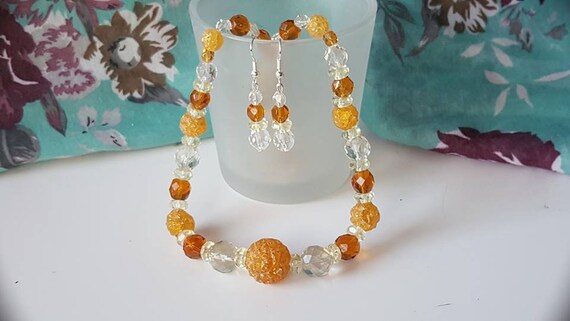 Up-Cycled 1930's Amber Czech Pressed Glass - Faceted … - Gem