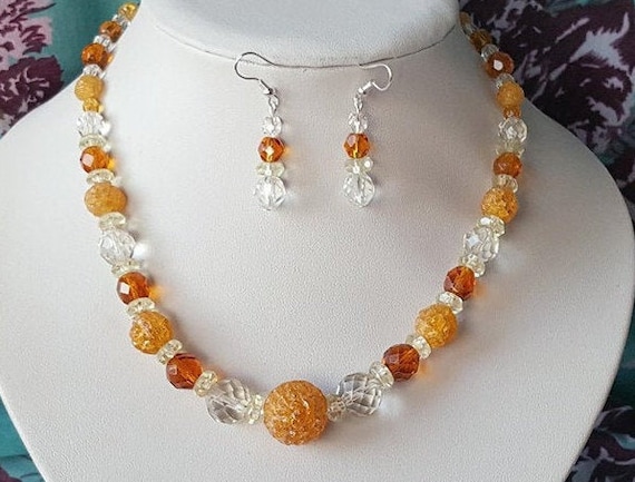 Up-Cycled 1930's Amber Czech Pressed Glass - Faceted … - Gem