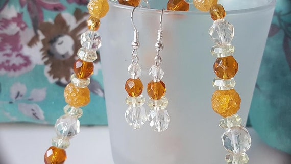 Up-Cycled 1930's Amber Czech Pressed Glass - Faceted … - Gem