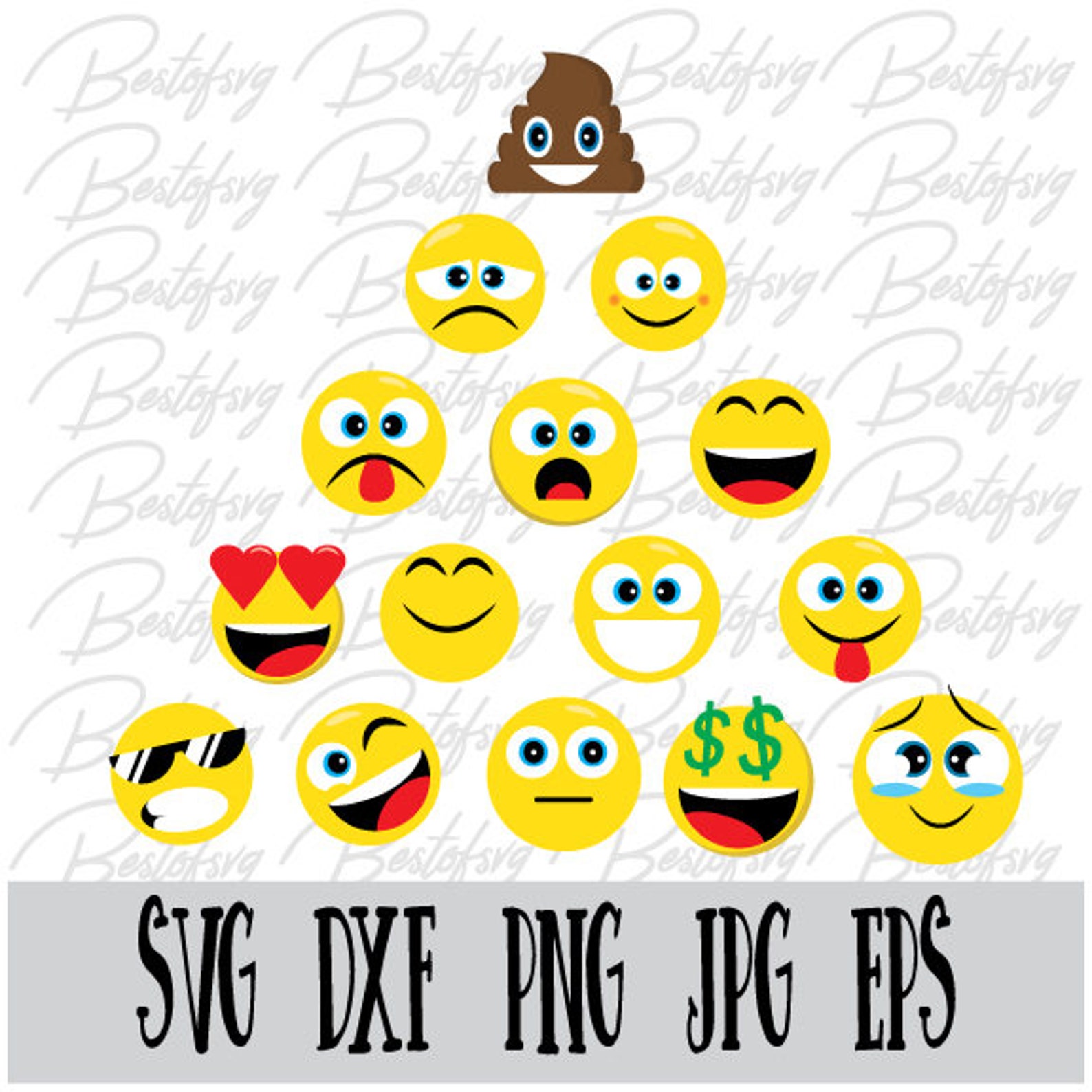 15 Emoji svg Collection dxfsvgpngjpgeps Emoji Clipart Face | Etsy