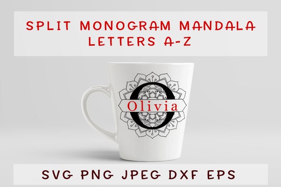 Split Monogram mandala Letters Mandala Svg Split Alphabet | Etsy