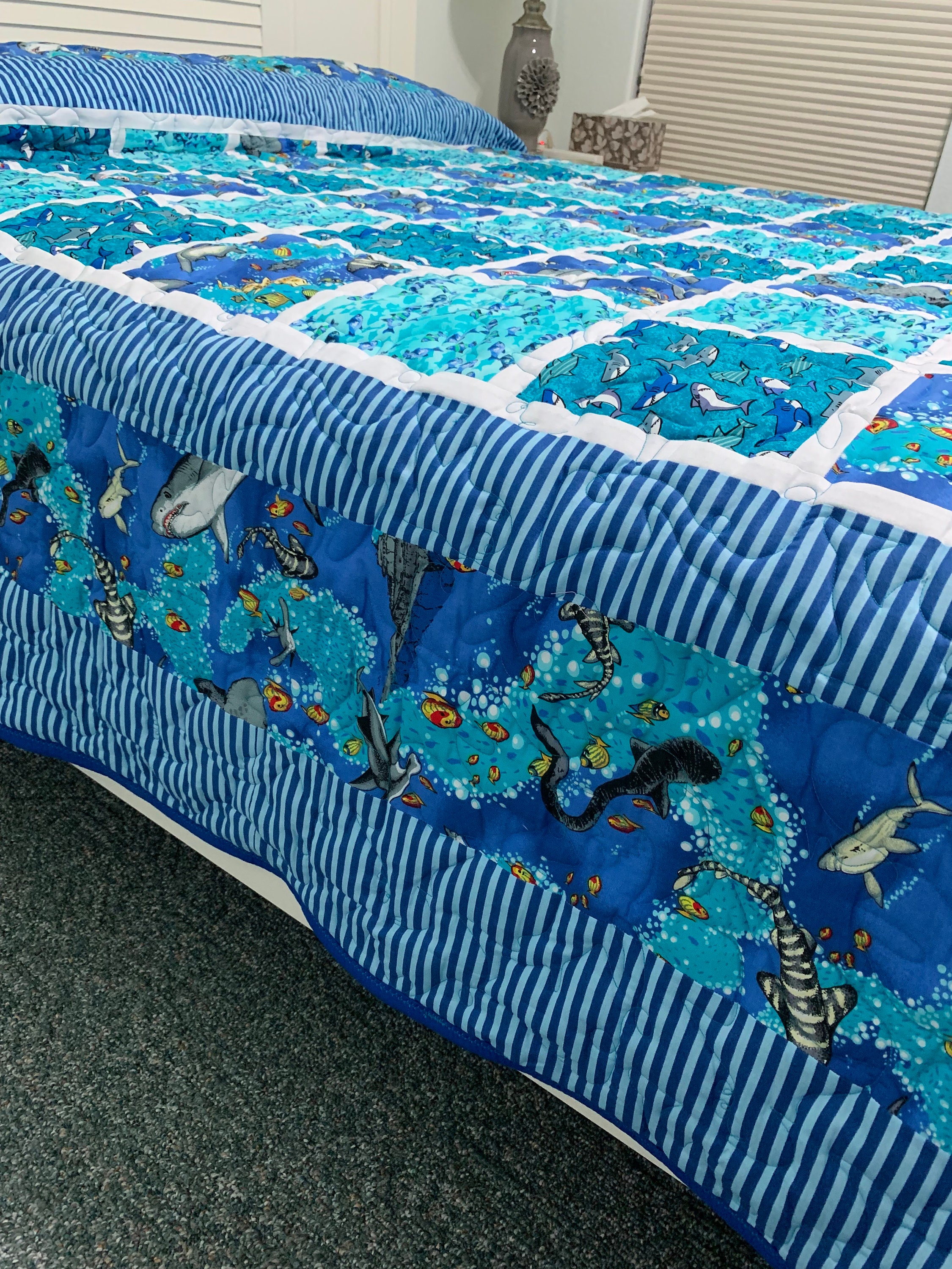 Quilt for Sale,ocean Quilt,homemade Quilt,hand Made Quilt,queen Size ...
