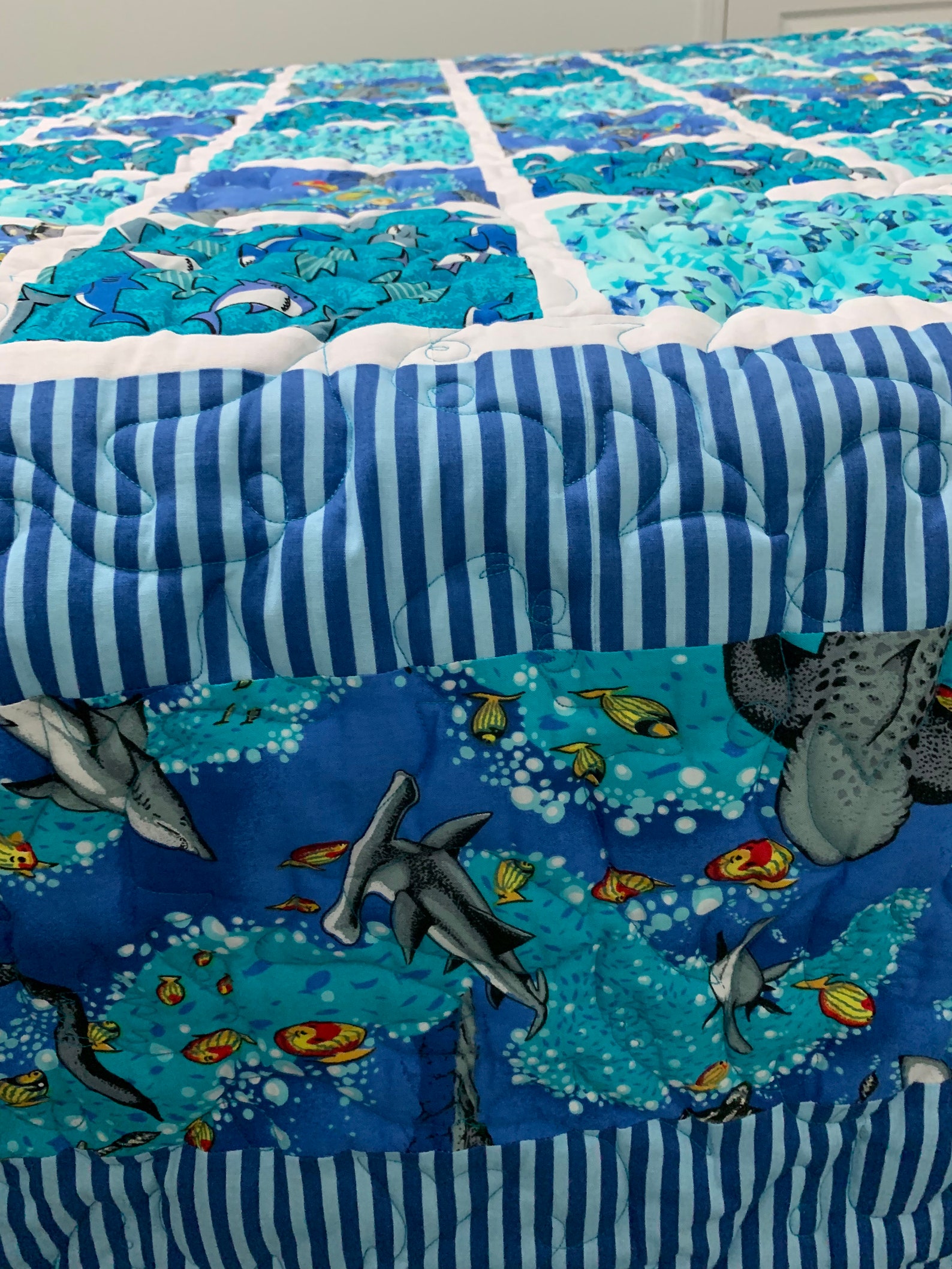 Quilt for Sale,ocean Quilt,homemade Quilt,hand Made Quilt,queen Size ...