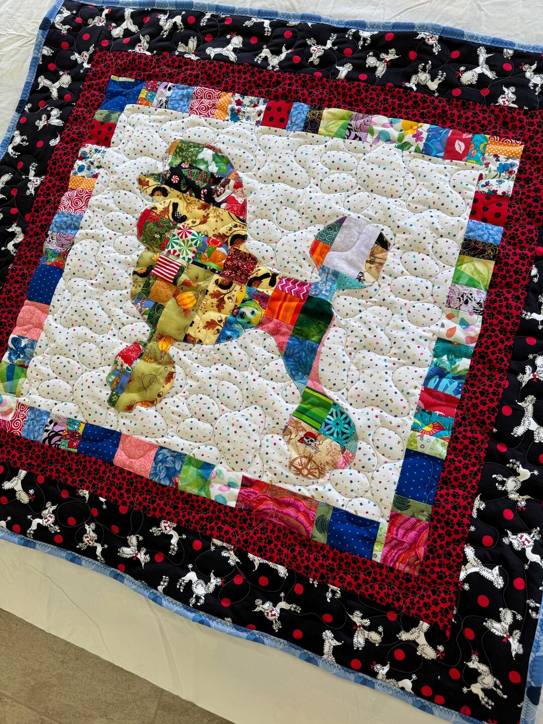 Scrappy Poodle" B", Poodle Quilt, Pet Quilt, Lap Quilt, Homemade Quilt ...