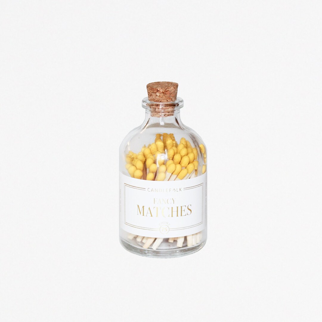 Yellow Apothecary Matches Jar • Strike on Bottle Matches • Candle ...