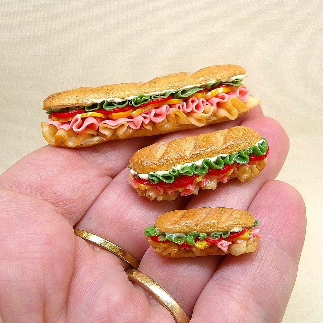 Miniature Whole Sub, 1 Miniature Whole Sub, Dollhouse ,1/6, 1/12, 1/24 ...