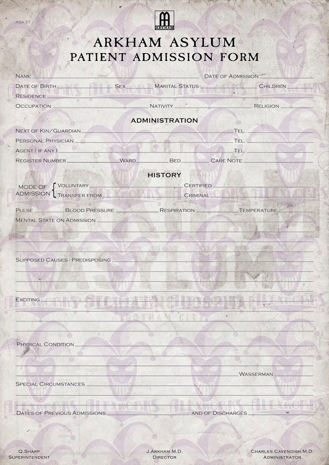 Arkham Asylum Digital Printable Pack / Customizable Files, Records, Ids ...