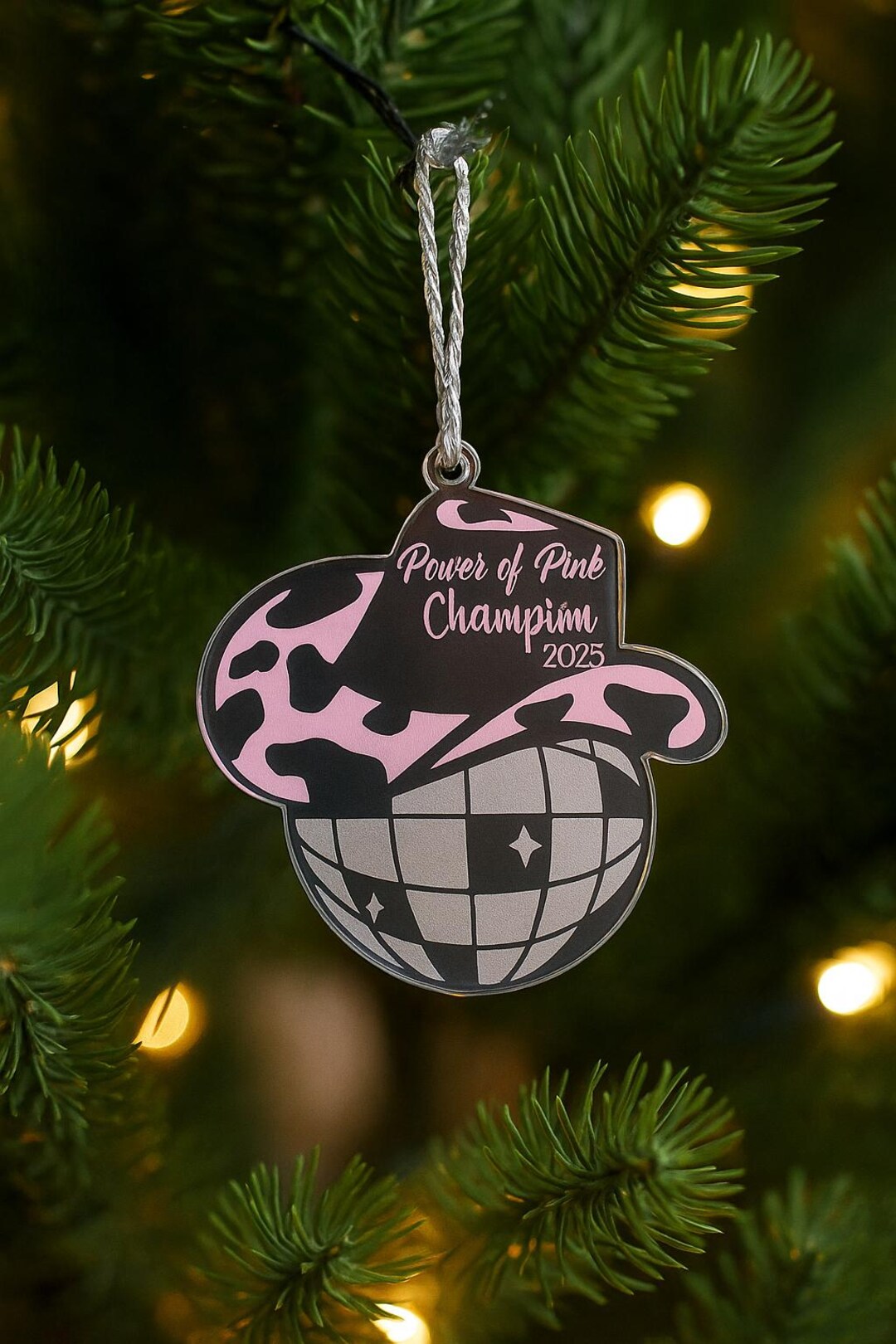Western 2025 Ornament, Rodeo Champion Medallion, Pink Cowboy Disco Ball ...