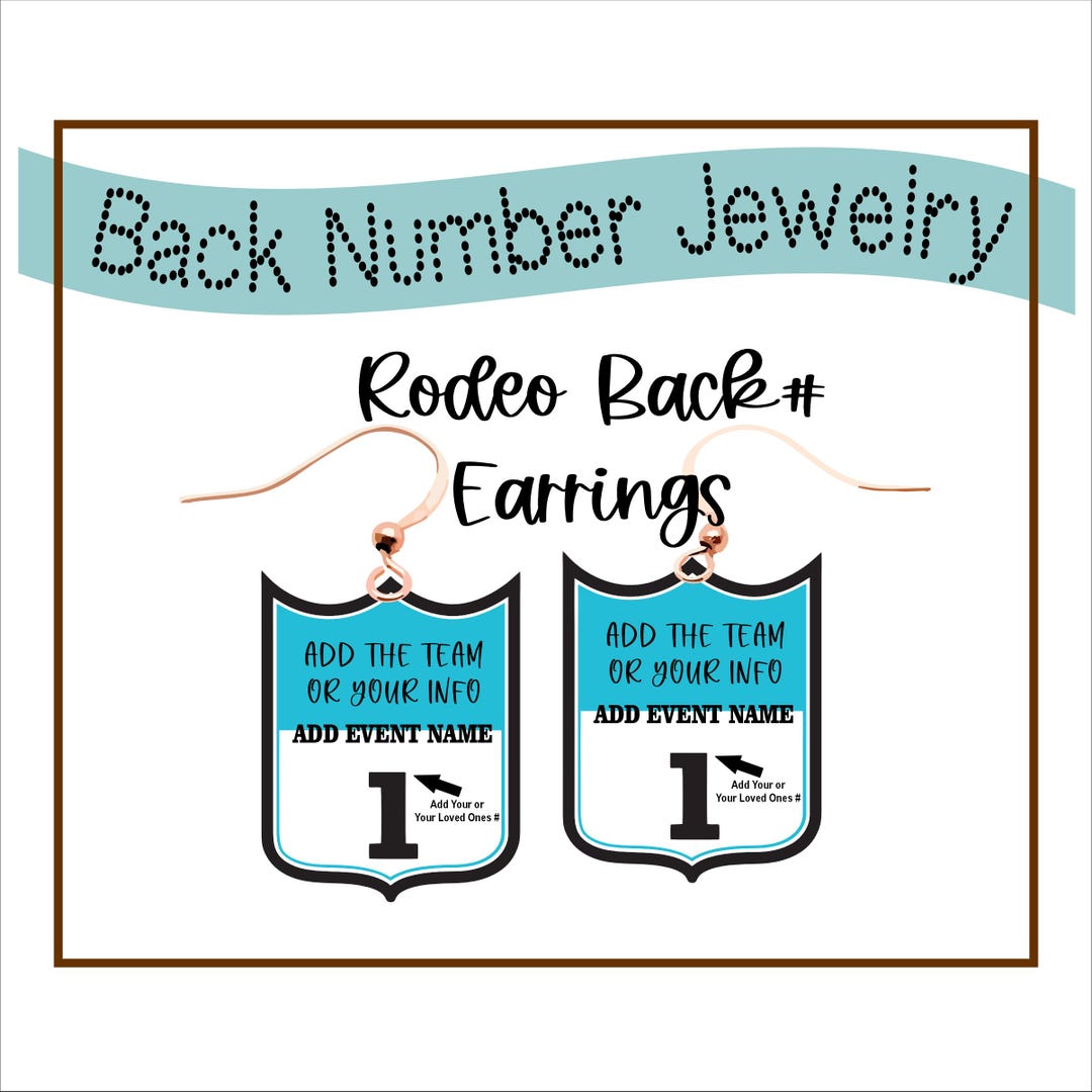 Custom Rodeo Back Number Earrings, Rodeo Back Number Jewelry, Western ...