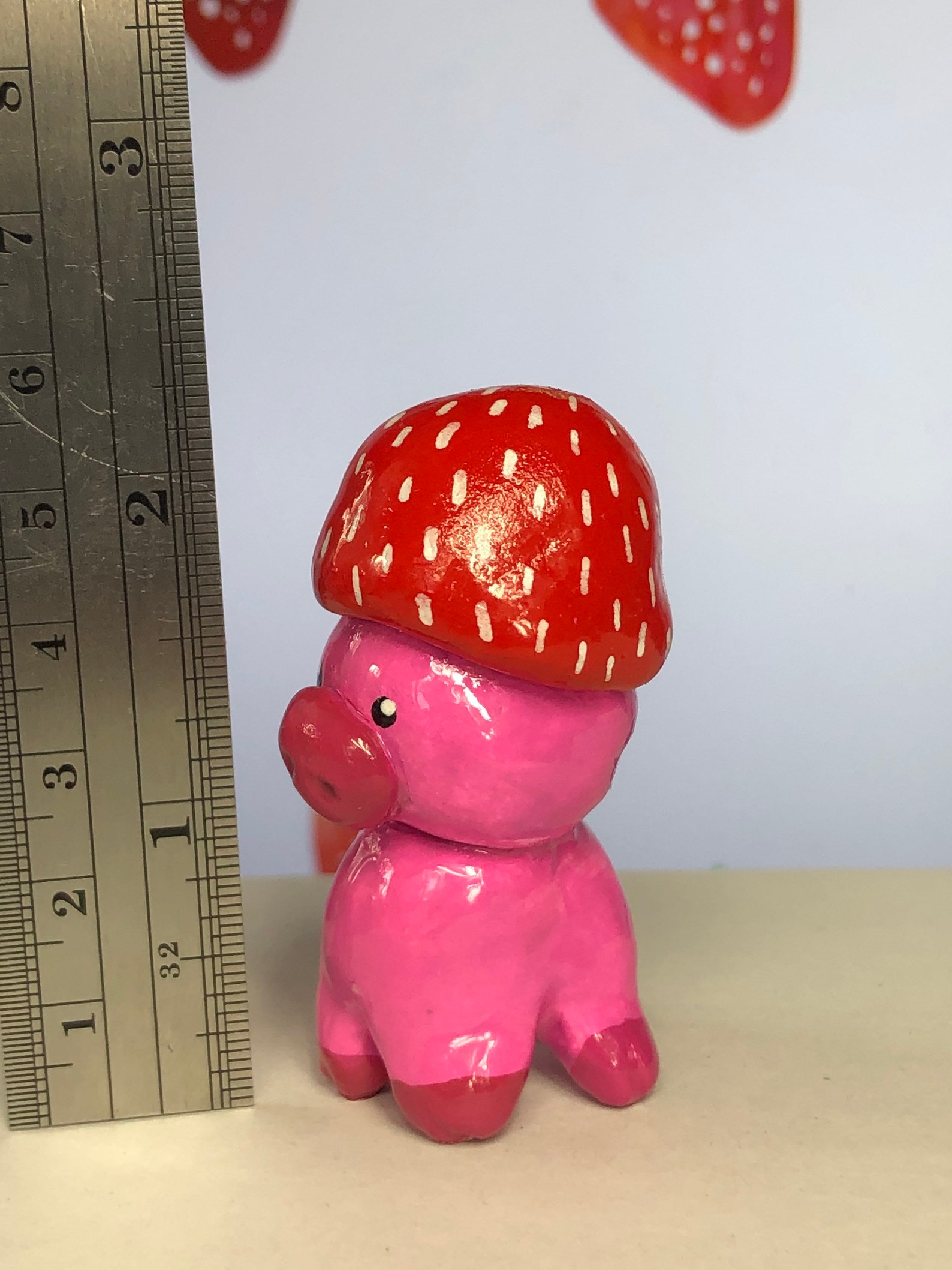 Clay Pig Small Berry Piggy Hat Strawberry Cottagecore Animals | Etsy