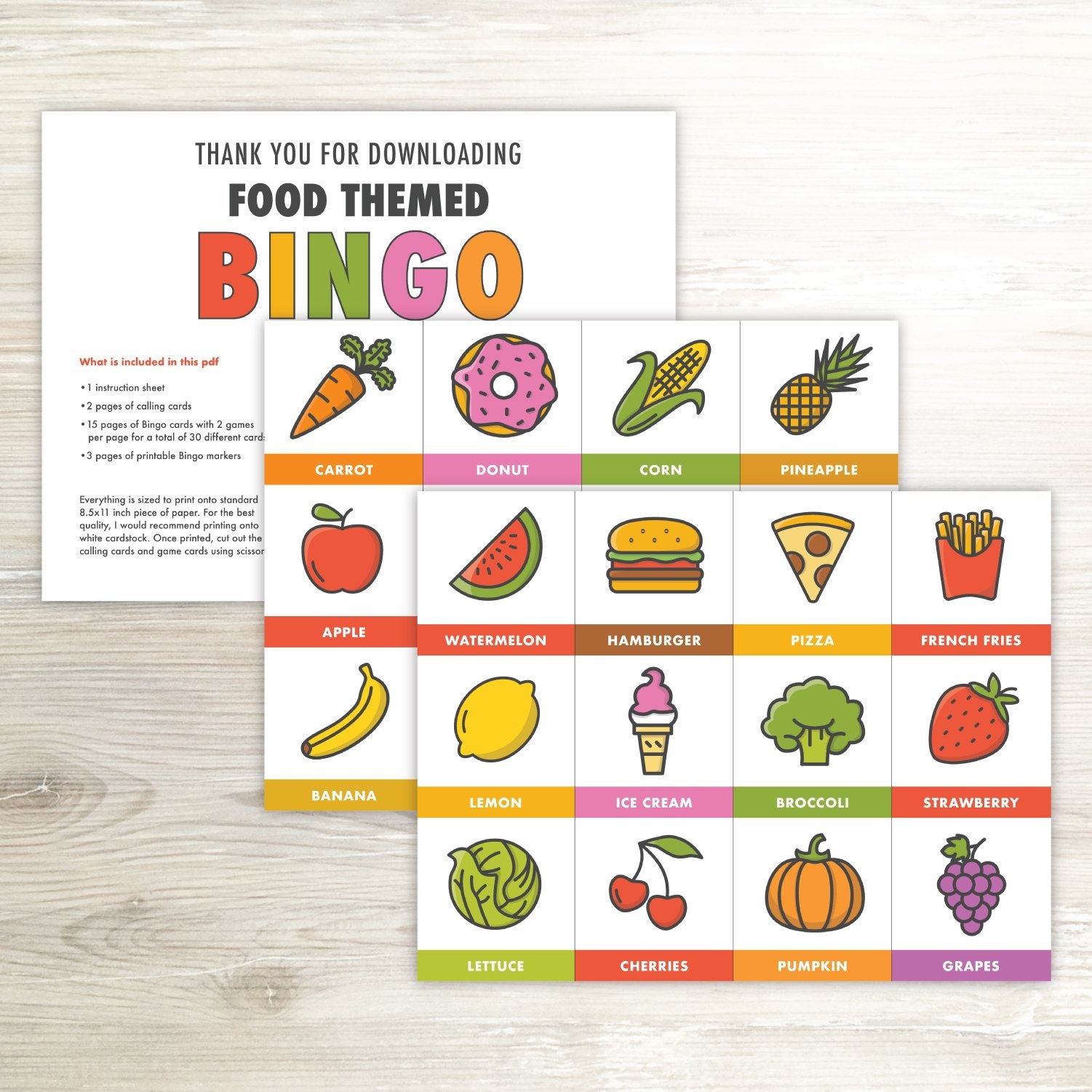 Food Bingo Game Printable Bingo for Kids Food Themed Bingo - Etsy Australia