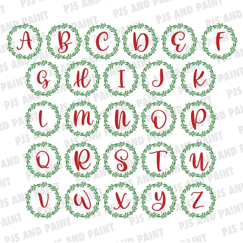 Christmas Monogram SVG, Alphabet Monogram Svg, Christmas Wreath ...
