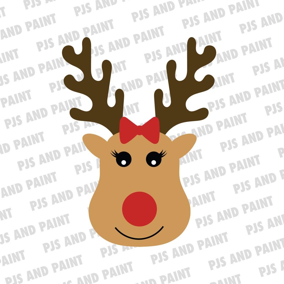Girl Reindeer Face SVG, Reindeer Face Svg, Reindeer With Bow Svg ...