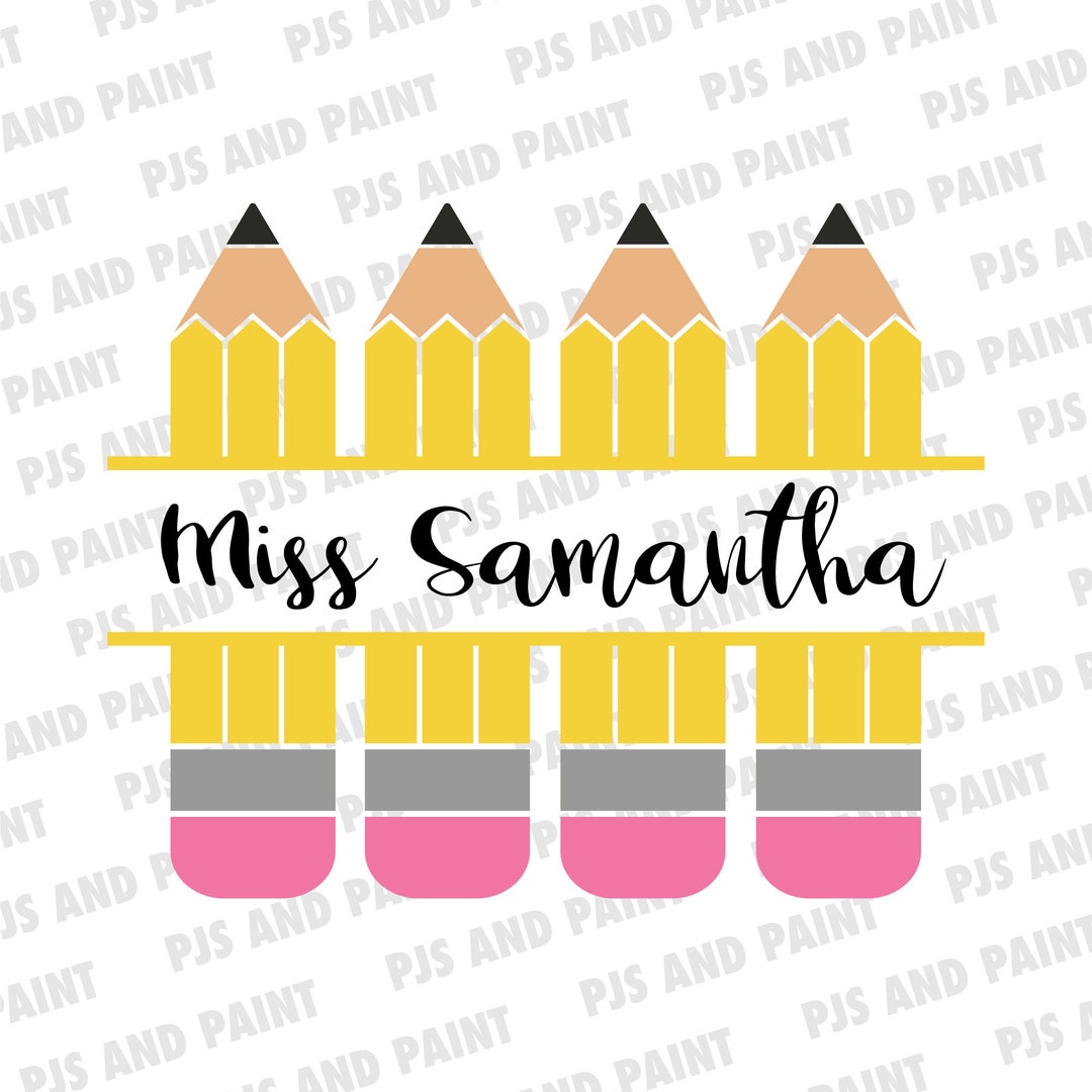 Pencil Name Frame, Pencil Name SVG, Teacher SVG, Teacher Gift, Digital ...
