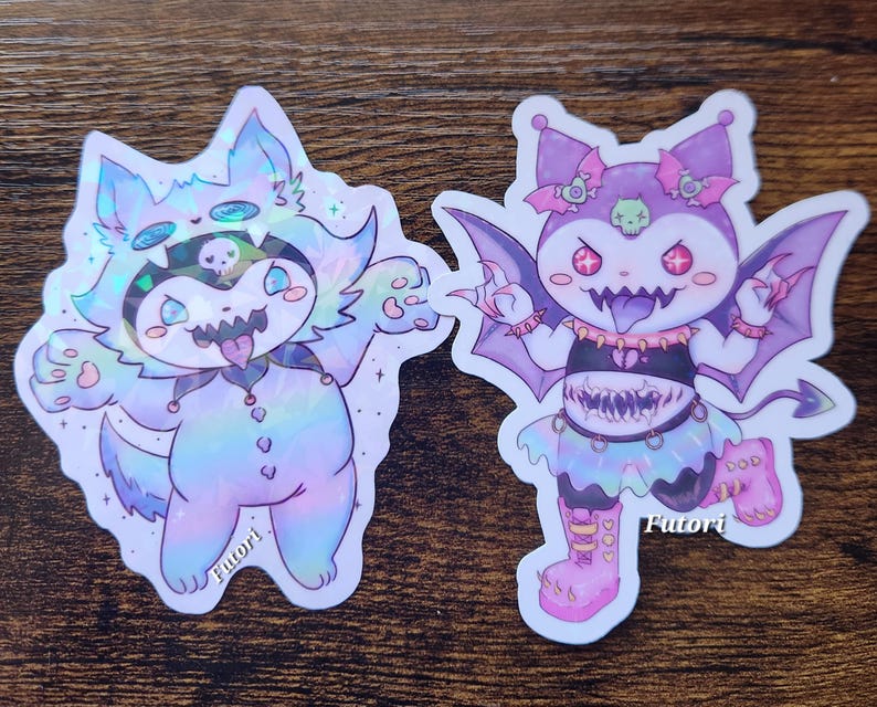 Holo Kuromi Wolf and Demon Sticker - Etsy