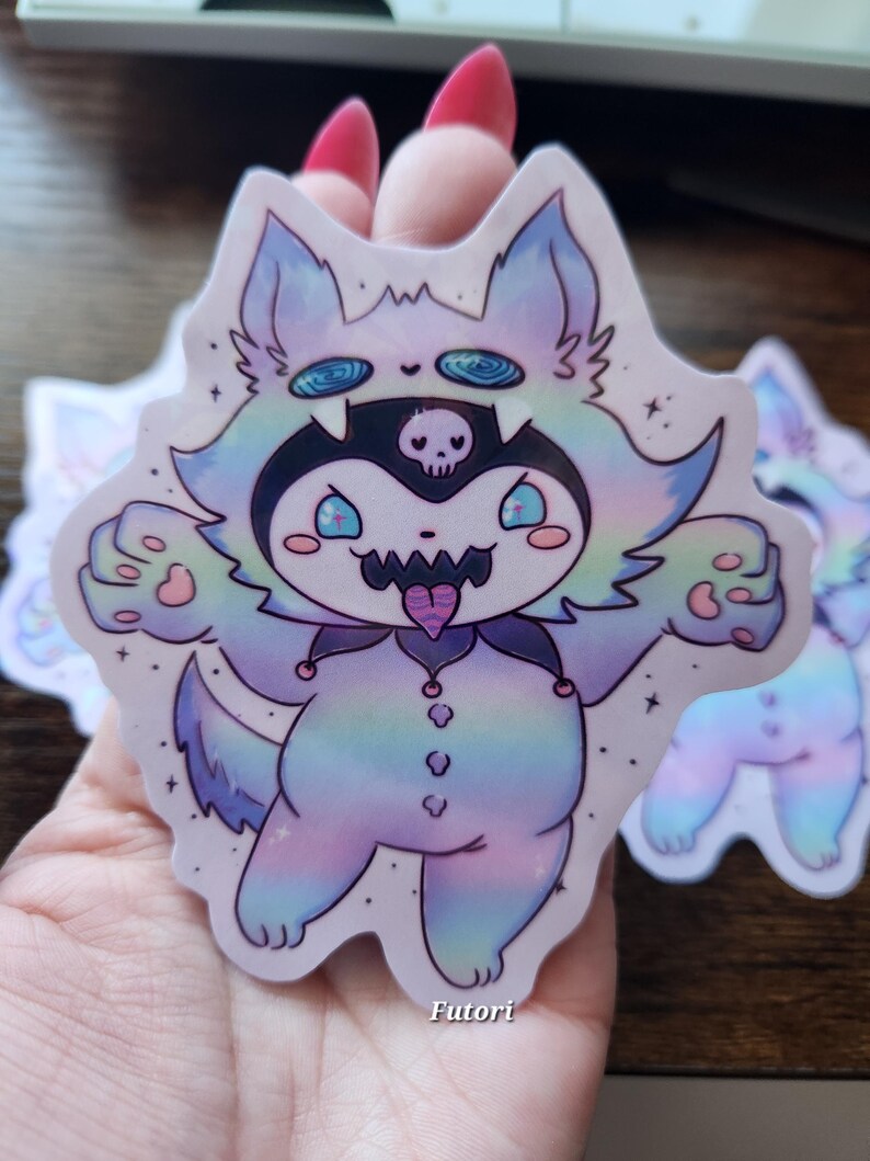 Holo Kuromi Wolf and Demon Sticker - Etsy