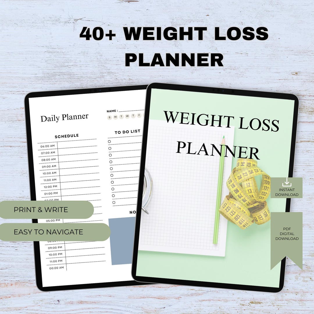 Weight Loss Planner | Fitness & Meal Tracker (printable PDF) - Etsy