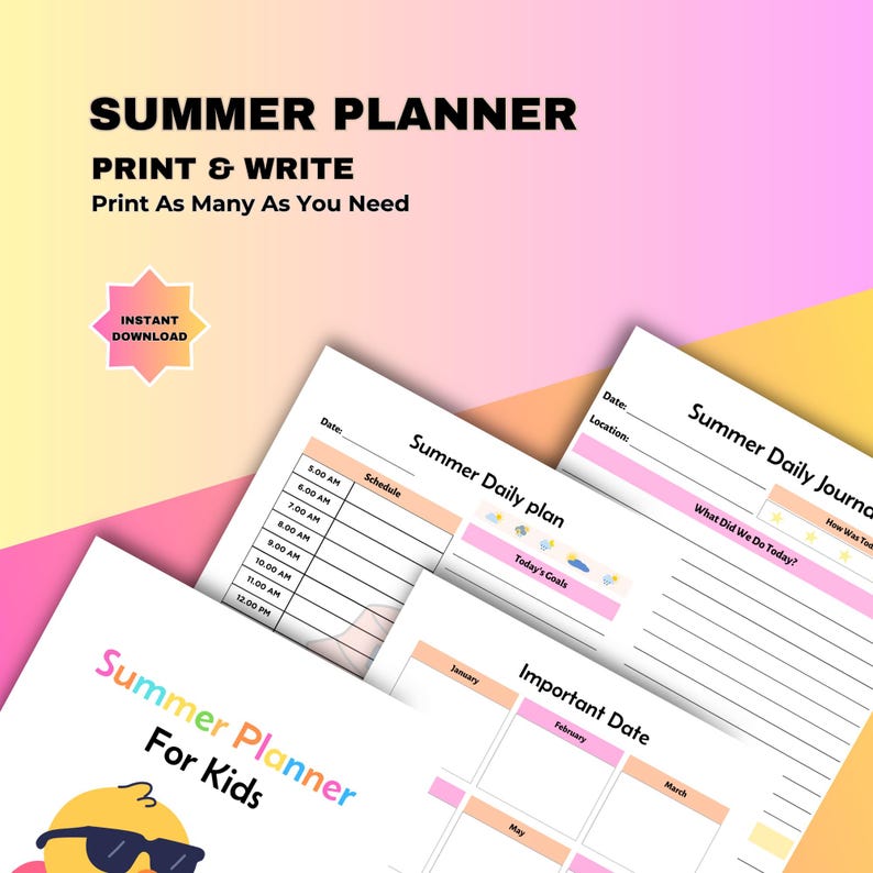Kids Summer Planner — Printable Activity Book - Etsy