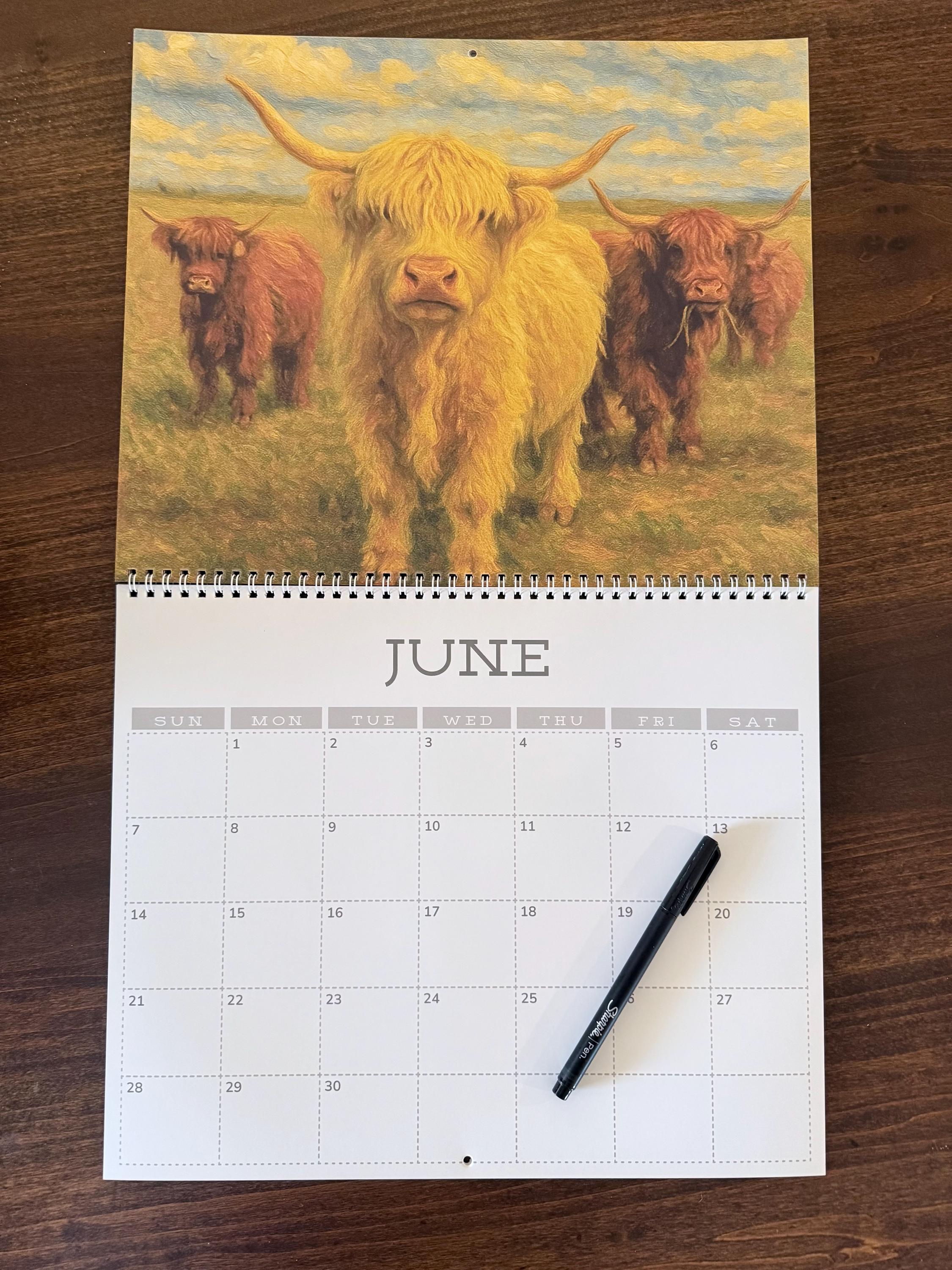 Scottish Highland Cow 2026 Wall Calendar | Montana Cattle Ranch Photos ...