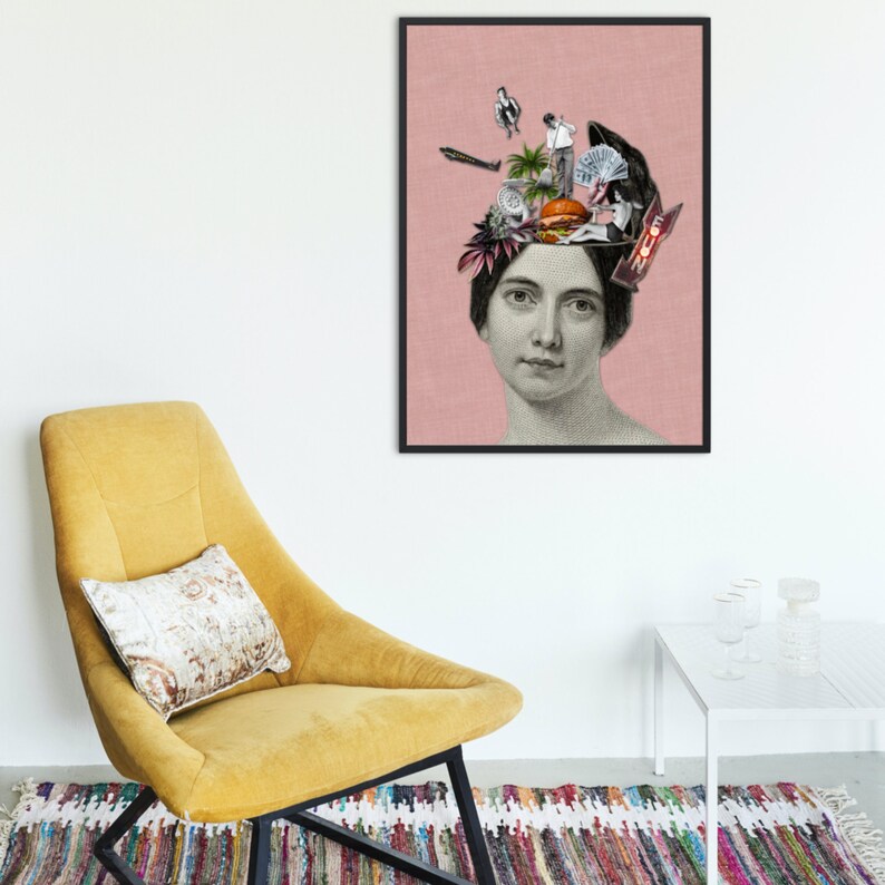 Vintage Woman Collage Artwork Feminist Art Print Unframed Collage Print ...