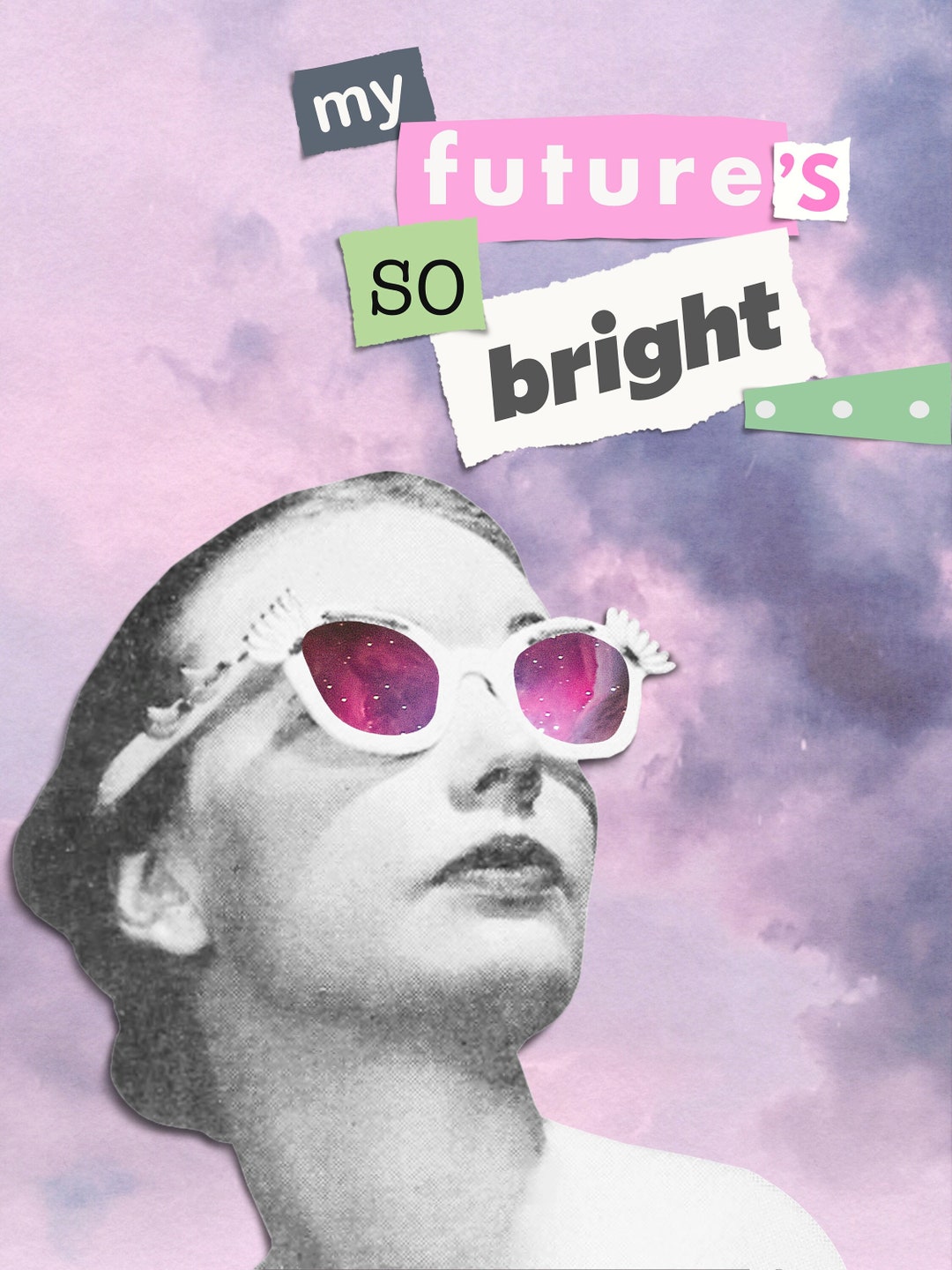 My Futures so Bright Retro Collage Artwork Vintage Woman - Etsy
