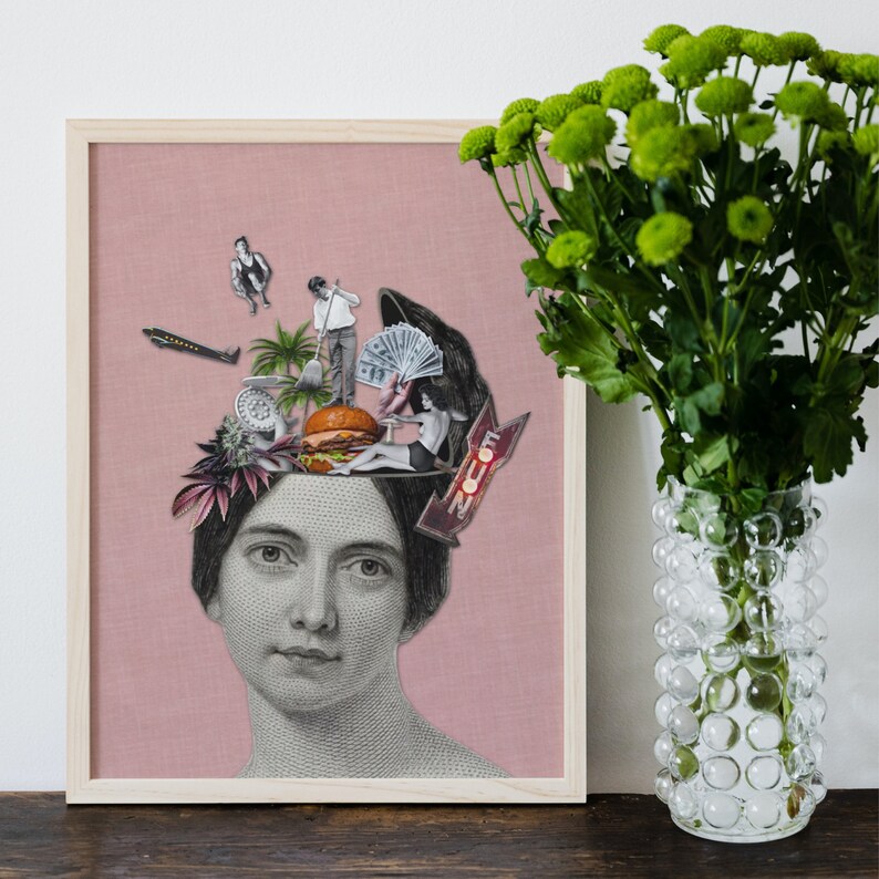 Vintage Woman Collage Artwork Feminist Art Print Unframed Collage Print ...