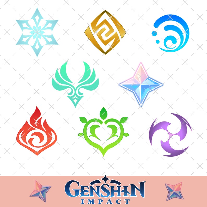 Genshin Emblem Bundle SVG/PNG Clipart for Cricut, Mug Making, Sticker ...