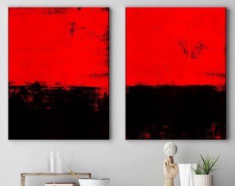 Red Black Painting | Etsy
