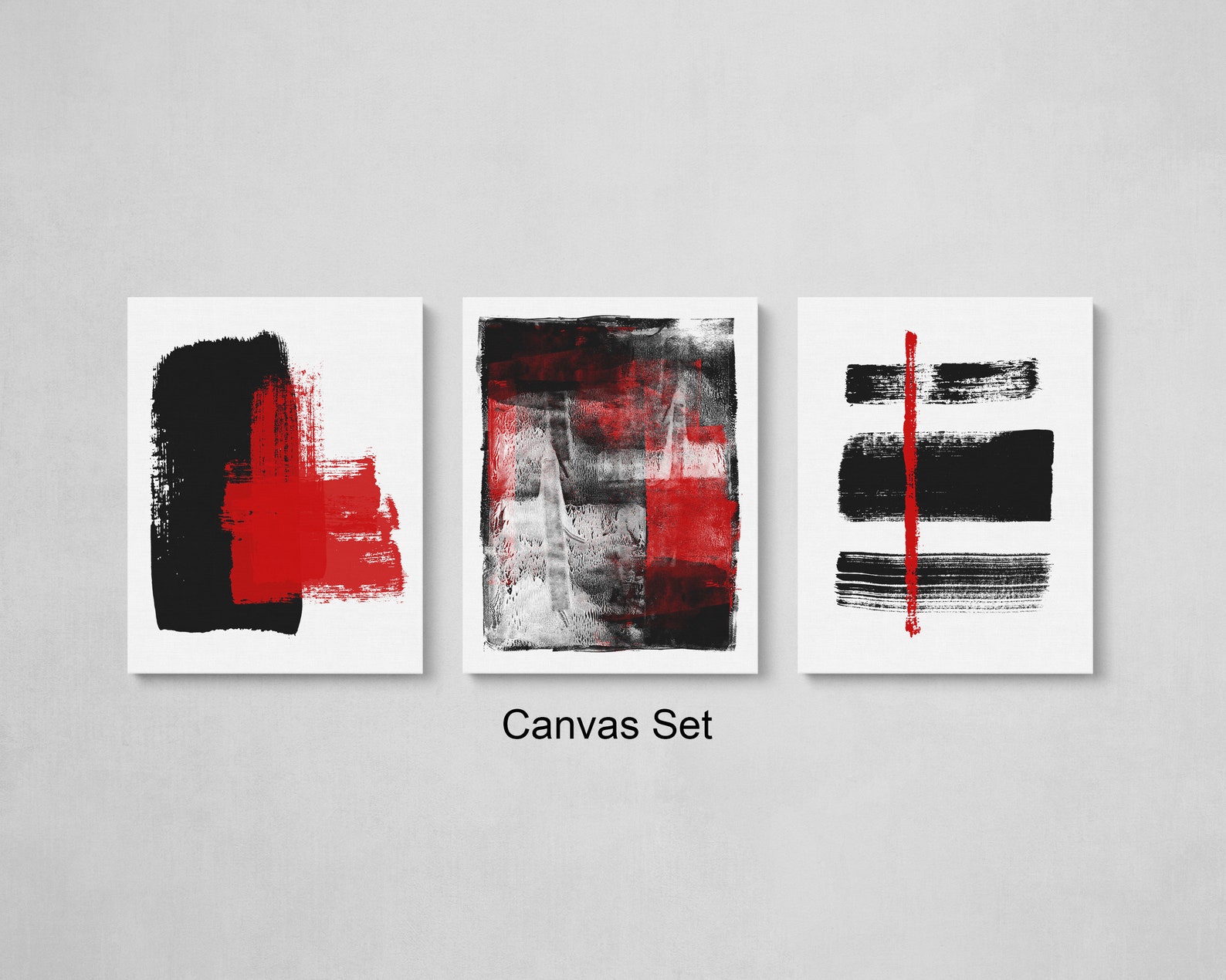 Black & Red Art Print Set of Three Contemporary Abstract - Etsy