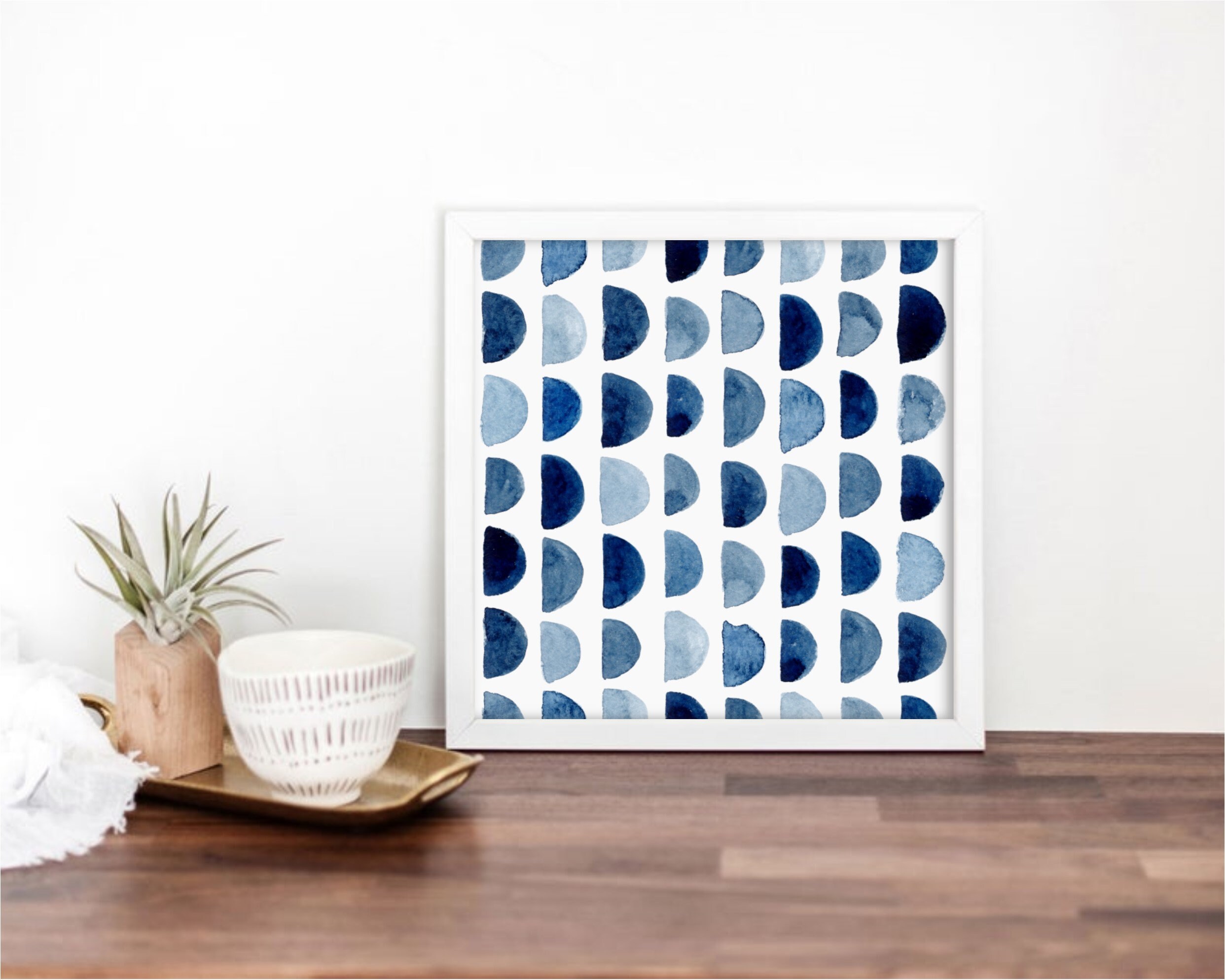 Blue Watercolor Square Wall Art Print, Abstract Brushstroke Painting ...