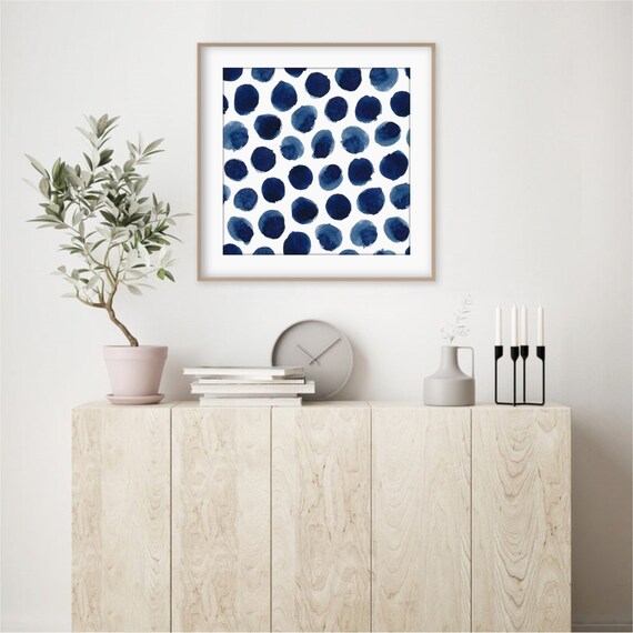 Blue Watercolor Square Wall Art Print Abstract Brushstroke | Etsy