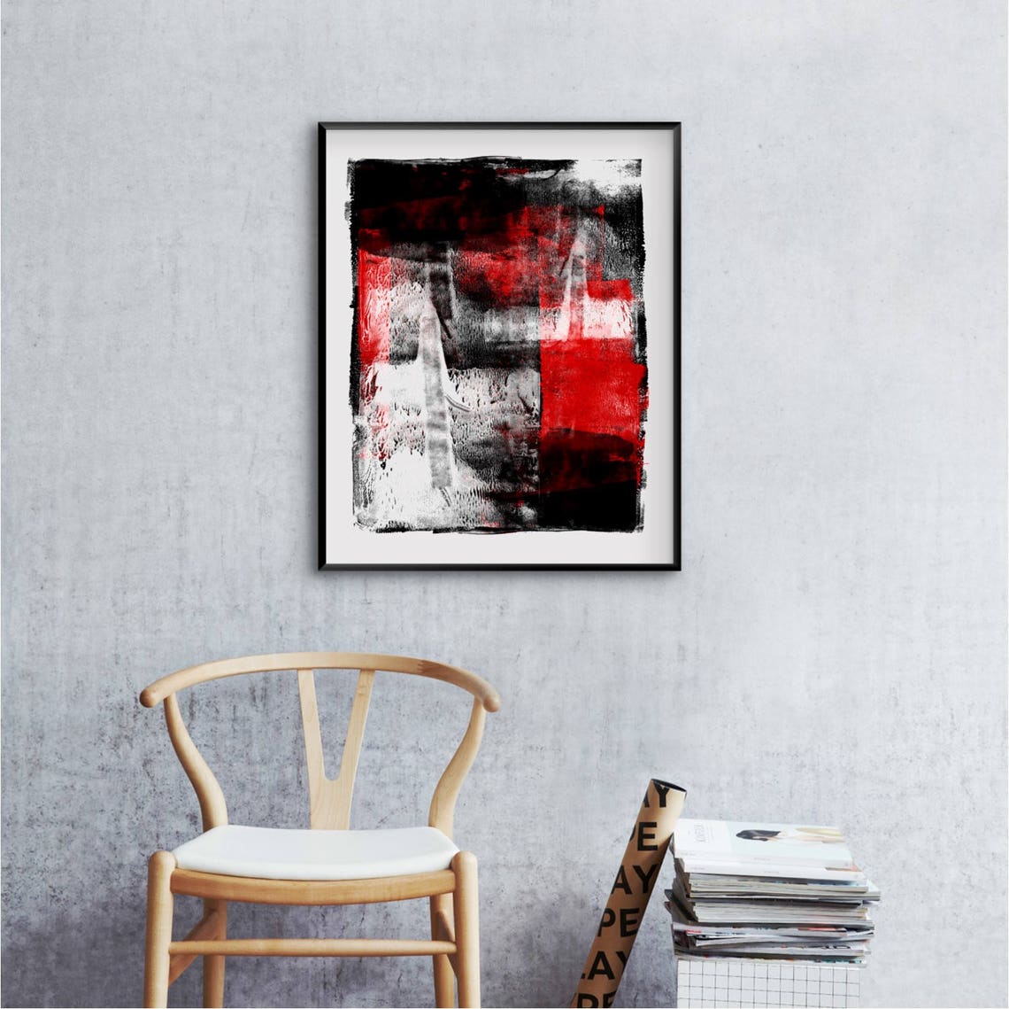 Black & Red Art, Abstract Art, Contemporary Art, Art Print, Abstract ...