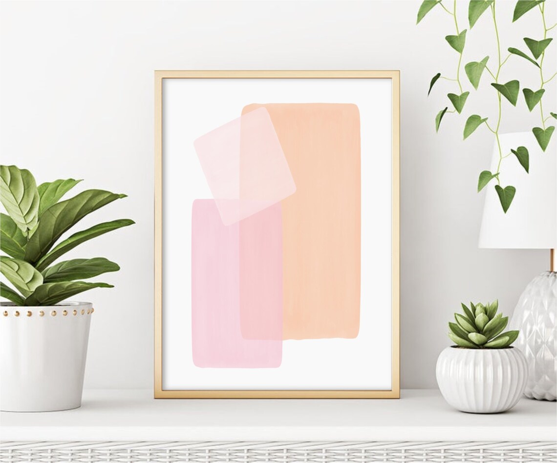 Orange Pink Art Print Abstract Contemporary Art Mid Century - Etsy