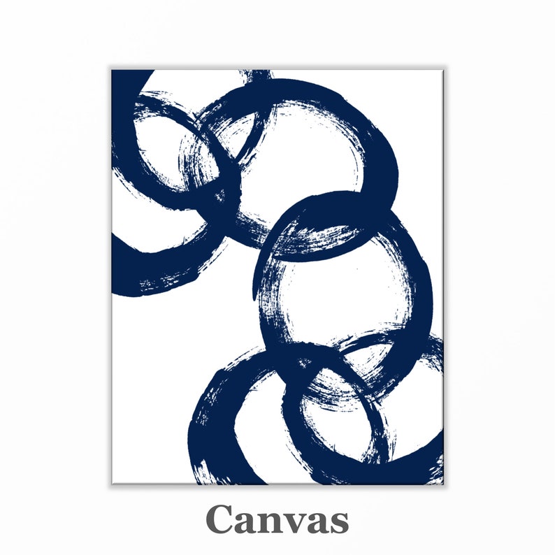 Blue Navy Wall Art Print Abstract Painting Circles - Etsy