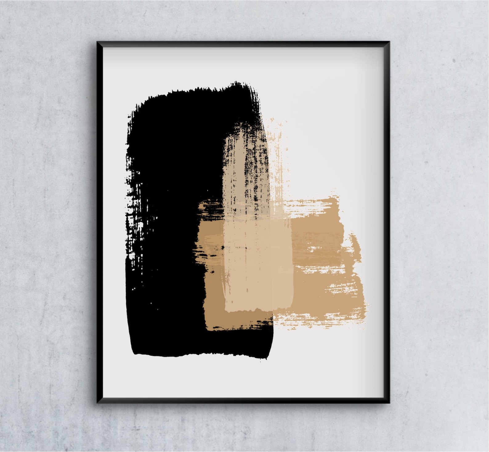 Black Beige Tan Abstract Art, Contemporary Neutral Painting, Living ...
