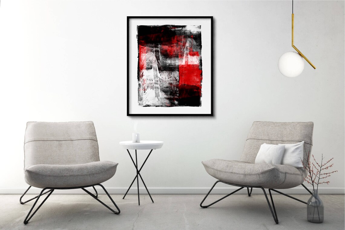 Black & Red Art, Abstract Art, Contemporary Art, Art Print, Abstract ...