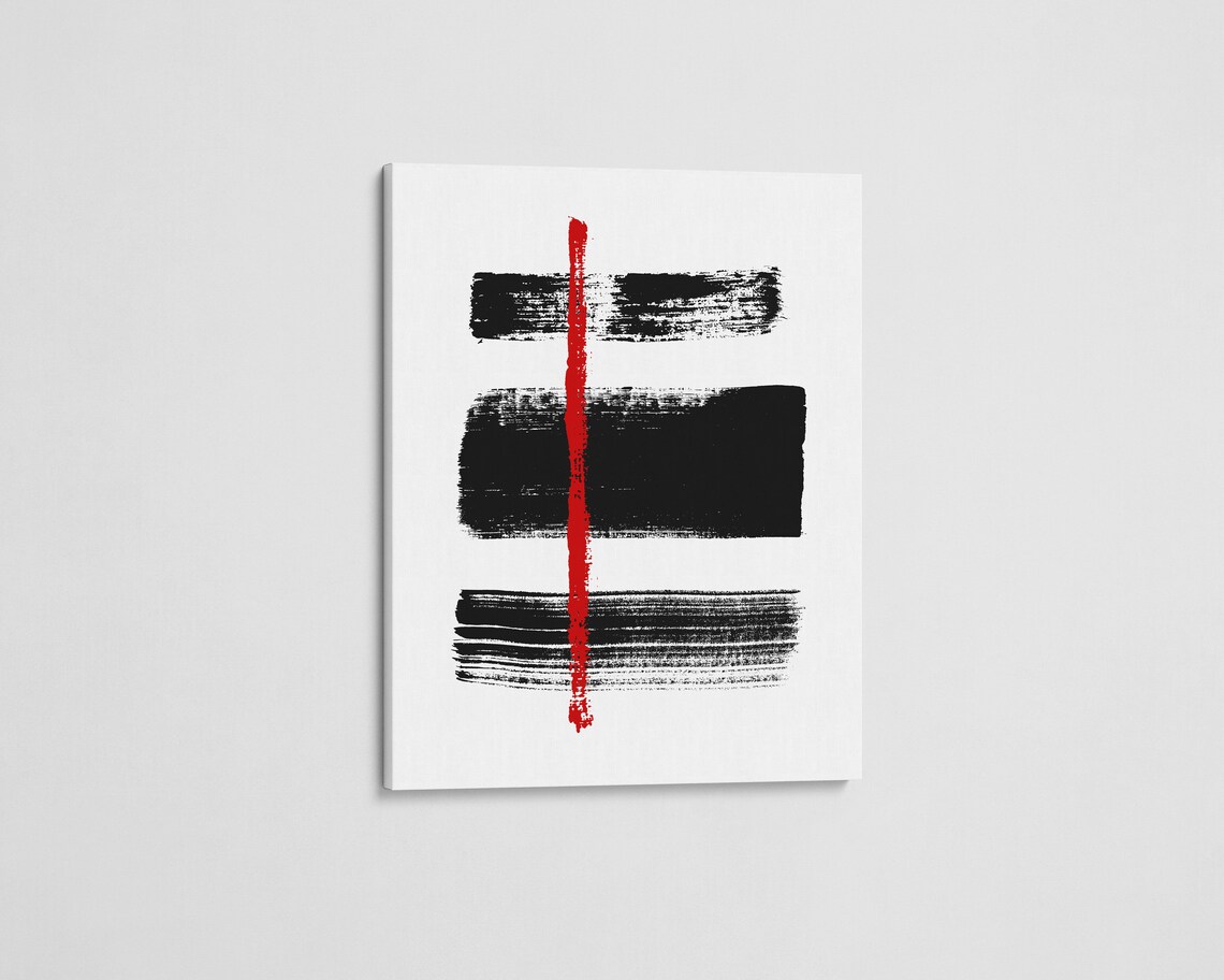 Black & Red Art Print Set of Three Contemporary Abstract - Etsy