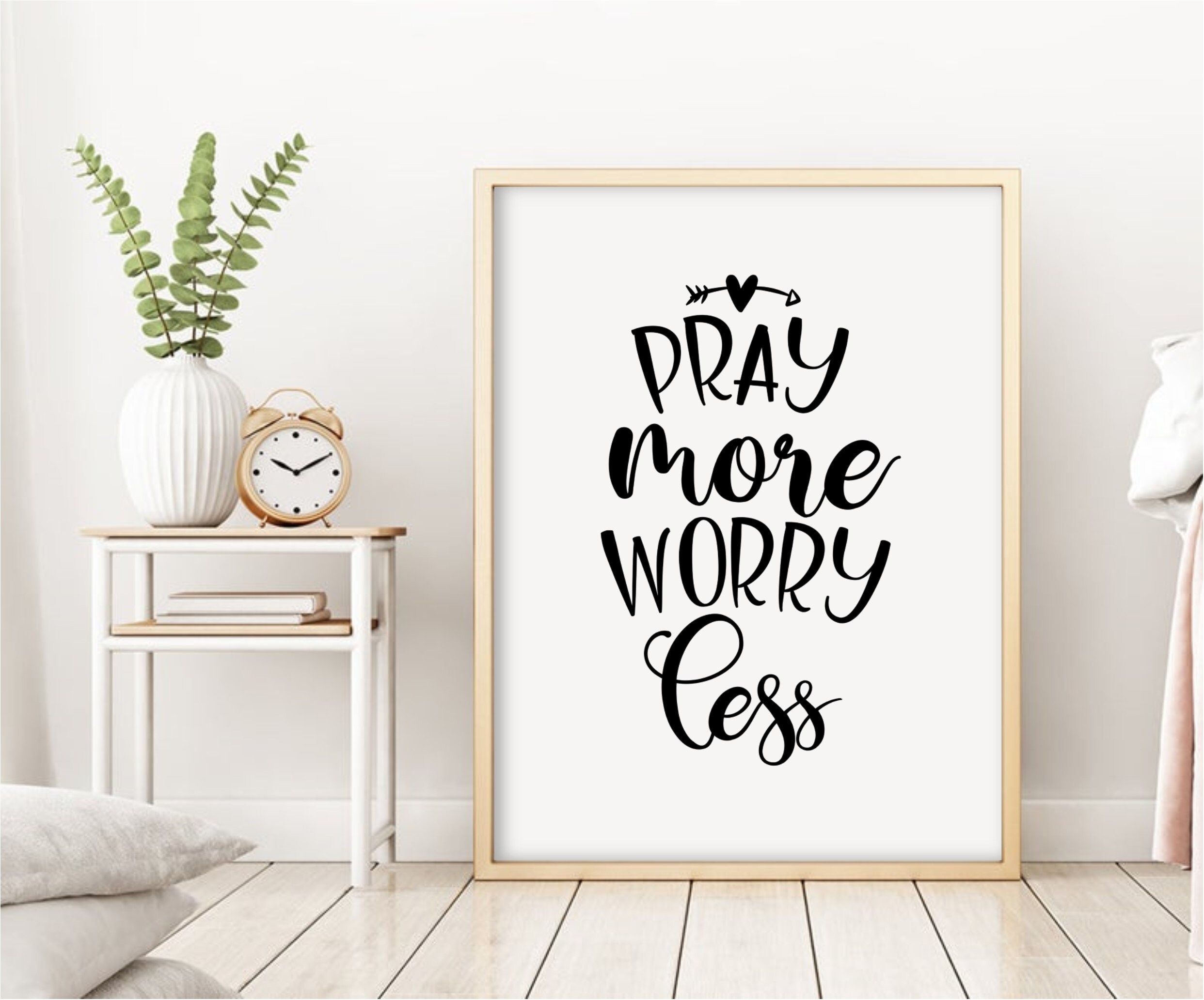Pray More Worry Less, Pray Home Decor, Typography Quote Poster, Pray ...