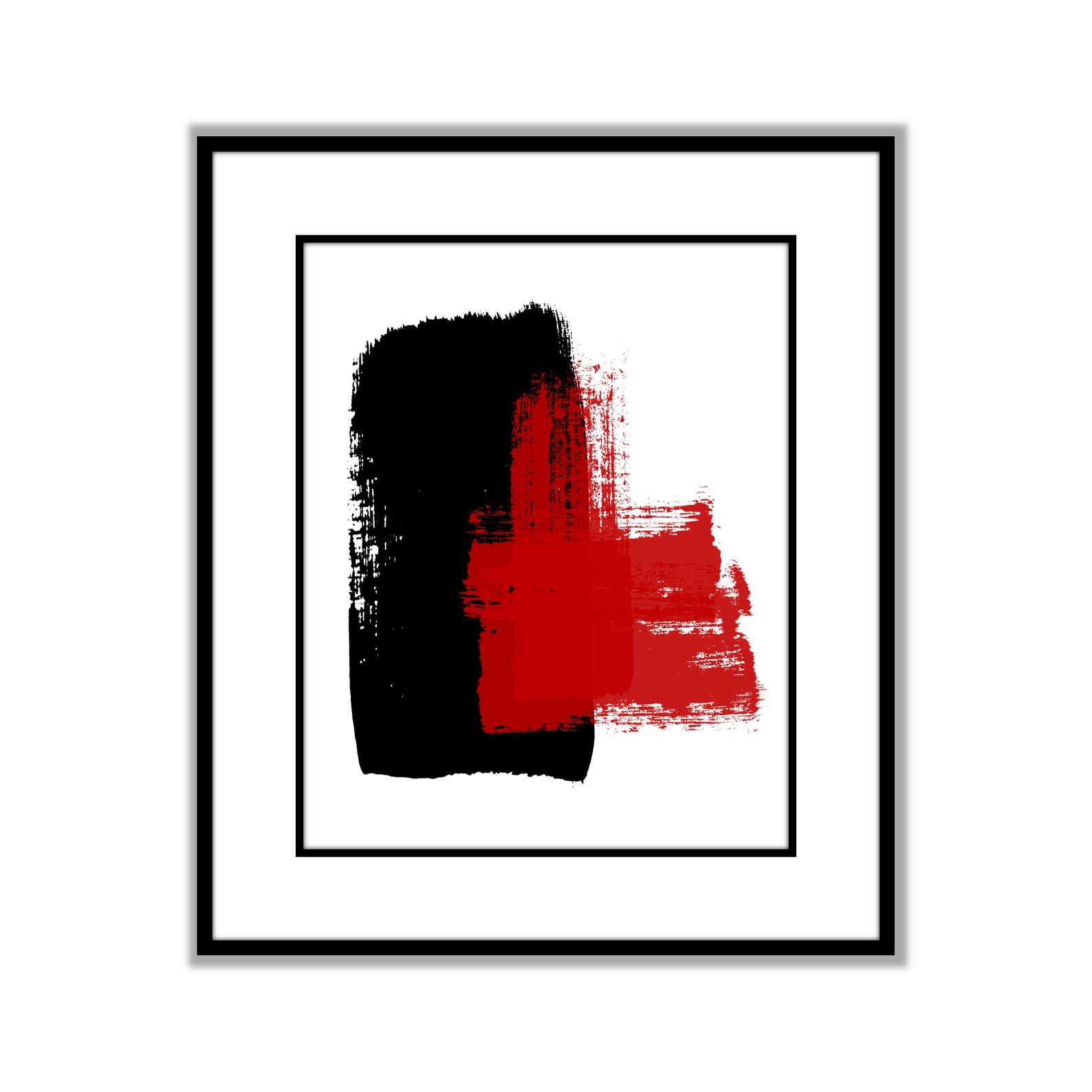 Black & Red Art Print Set of Two, Contemporary Abstract Painting, Large ...
