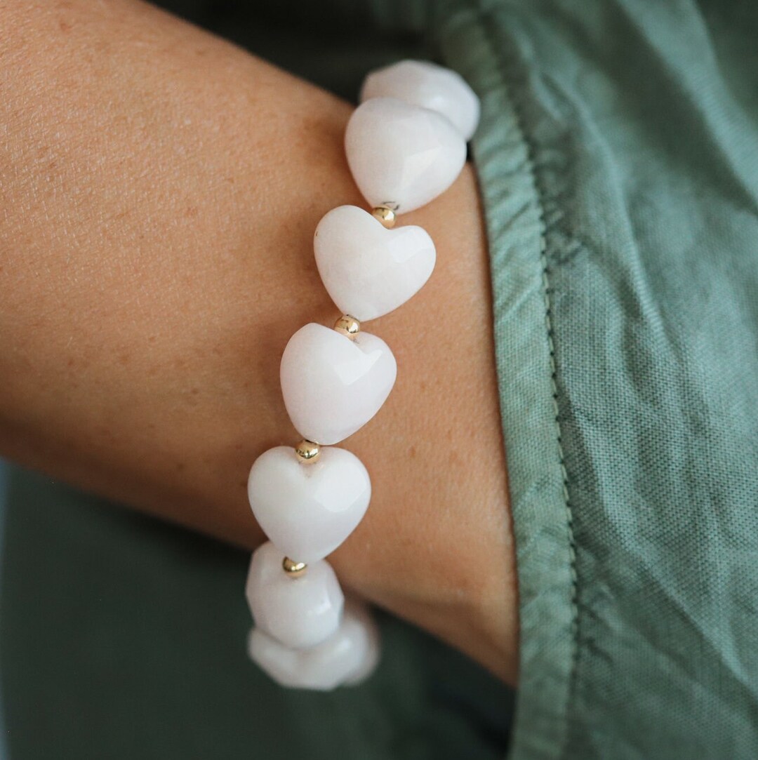 RARE Heart Shaped Pink Mango Calcite Bracelet Soft Pink Calcite ...