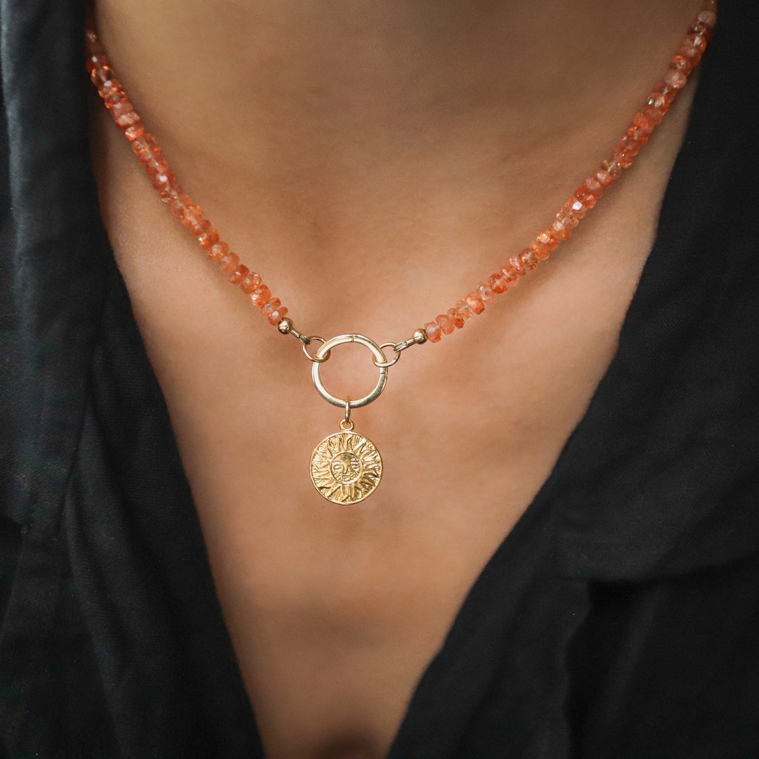 AAAA Sunstone Necklace AAA Sunstone Choker Sunstone and Gold Filled ...