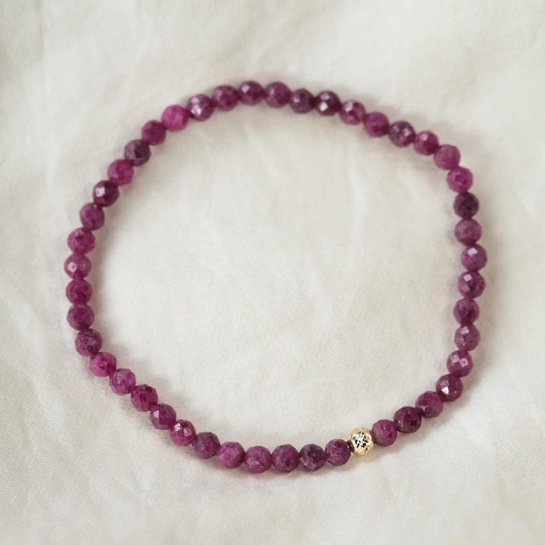 Ruby Bracelet | Delicate Beaded Bracelet Ruby, Solid 14K or Silver Ruby ...