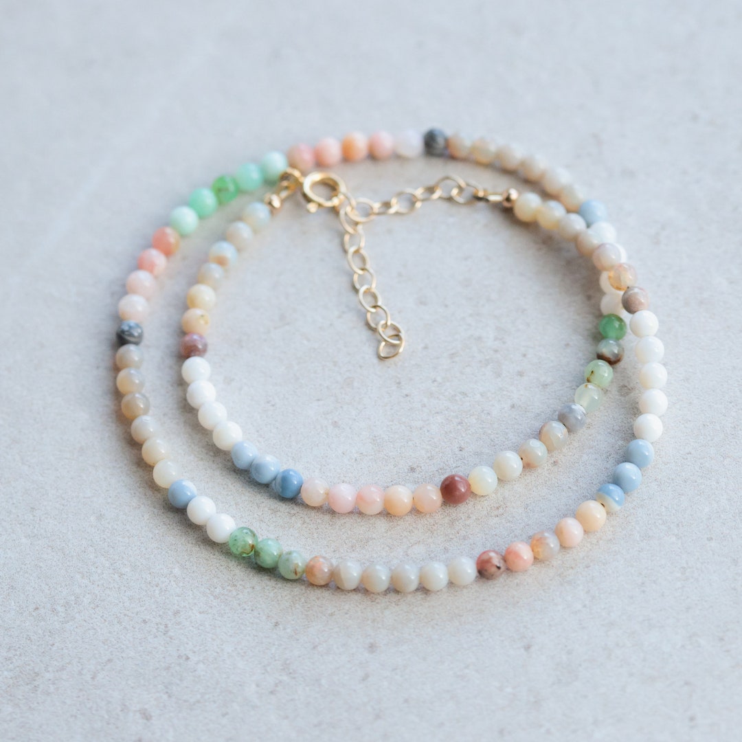 100% Genuine Multi Opal Necklace | Multi Opal Smooth Round Balls Beads ...